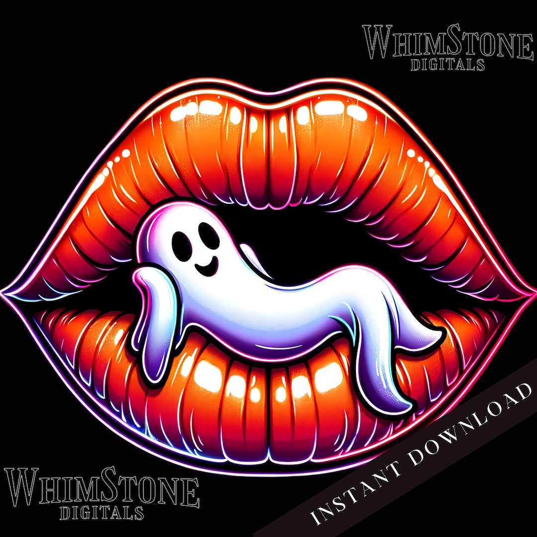 Cute Ghost Lips PNG, Lip Dtf Design, Friendly Ghost Sublimation ...