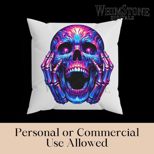 Screaming Skull PNG, Neon Skull Sublimation, T-shirt Graphic, Spooky ...