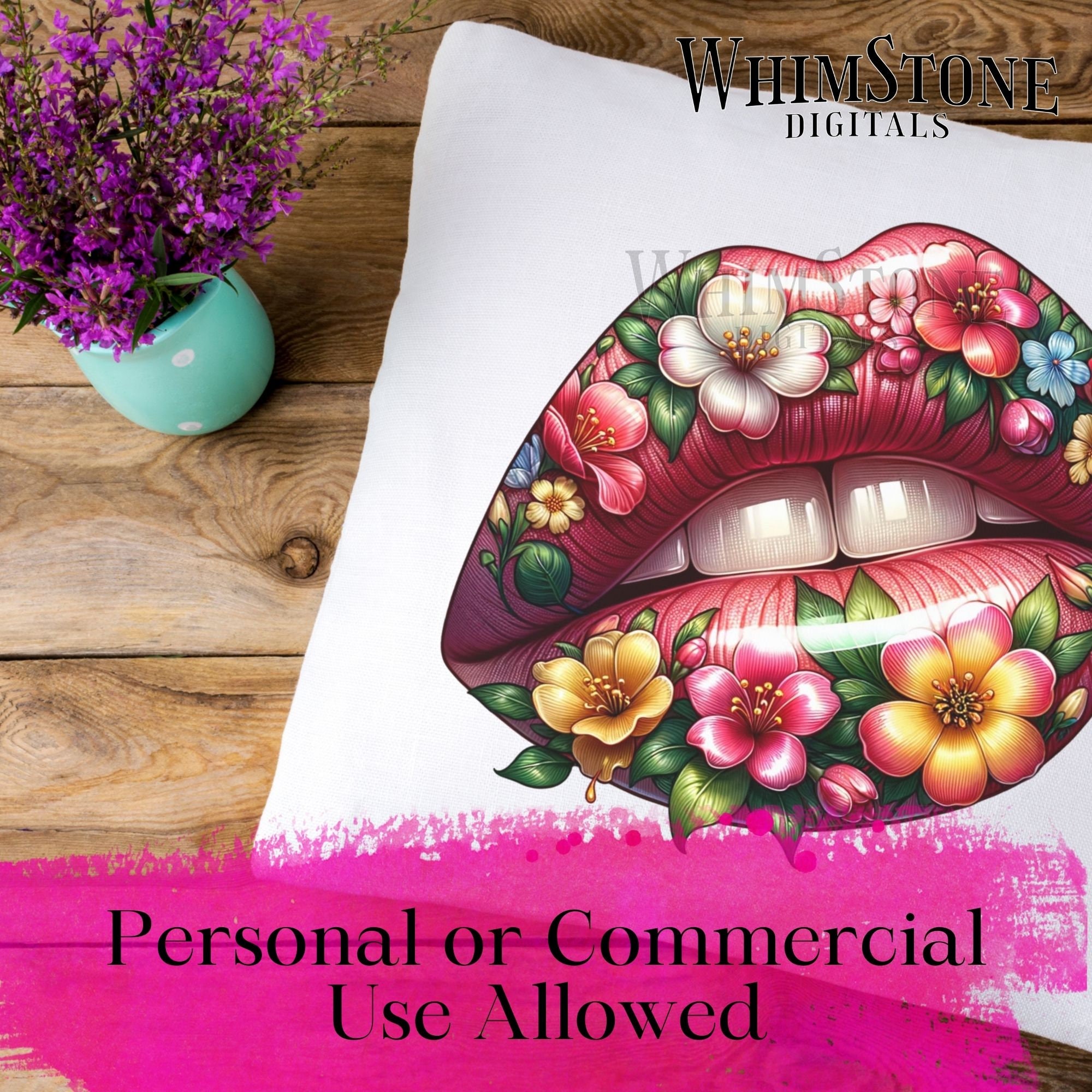 Spring Lips PNG, Kiss Lips Dtf Design, Flower Lip Sublimation, Floral ...