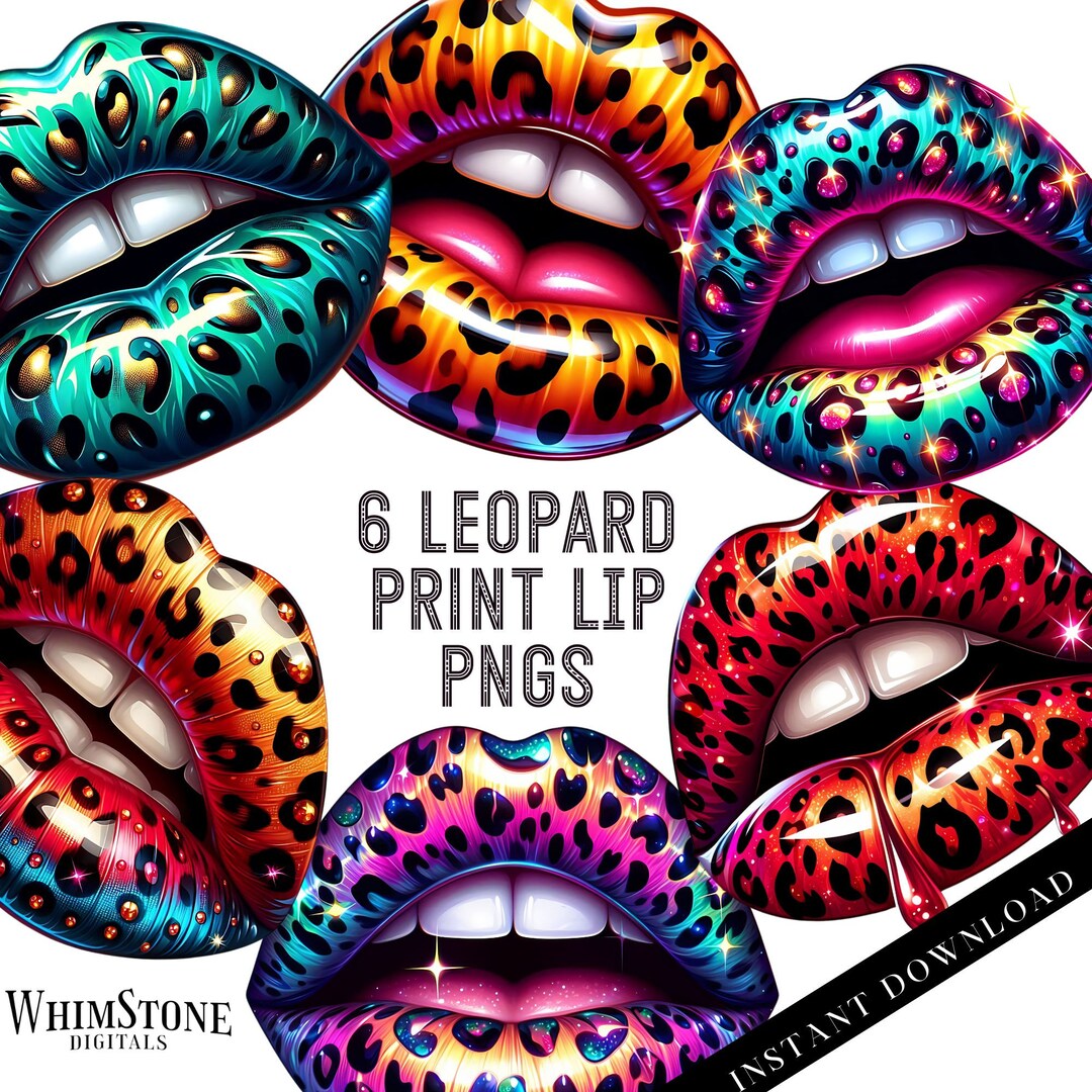 Leopard Print Lips PNG Bundle, Leopard Print Lips Clipart, Dtf Design ...