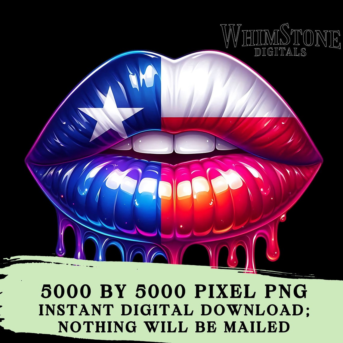 Texas Flag Lips PNG, Kiss Lips Dtf Design, Dripping Lip Clipart, Texas ...