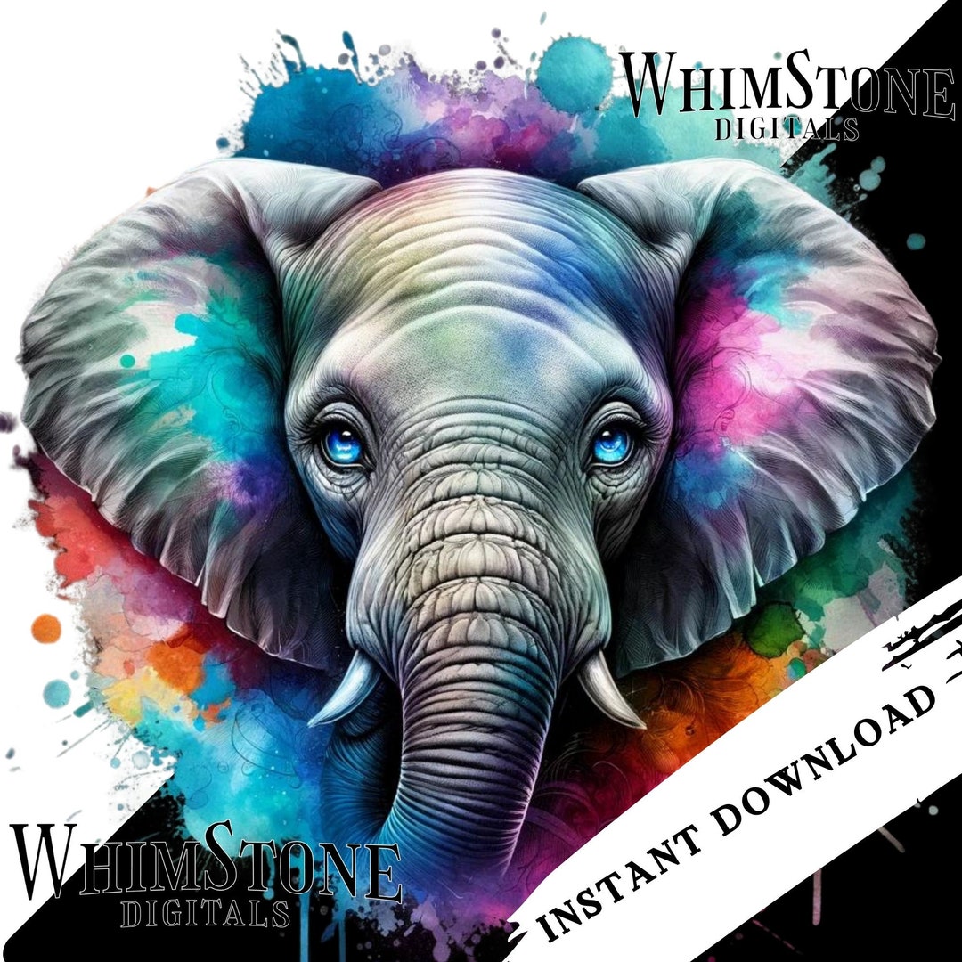 Watercolor Elephant PNG DTF Design Artistic Watercolor Elephant Clipart ...