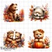 Bears in Autumn Clipart Bundle, Autumn Bear PNG Bundle, Fall Bears Pngs ...