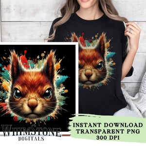 Watercolor Grumpy Squirrel PNG DTF Artistic Squirrel Clipart T-shirt ...
