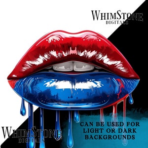 Red and Blue Lips PNG, Kiss Lips Dtf Design, Patriotic Clipart, USA ...