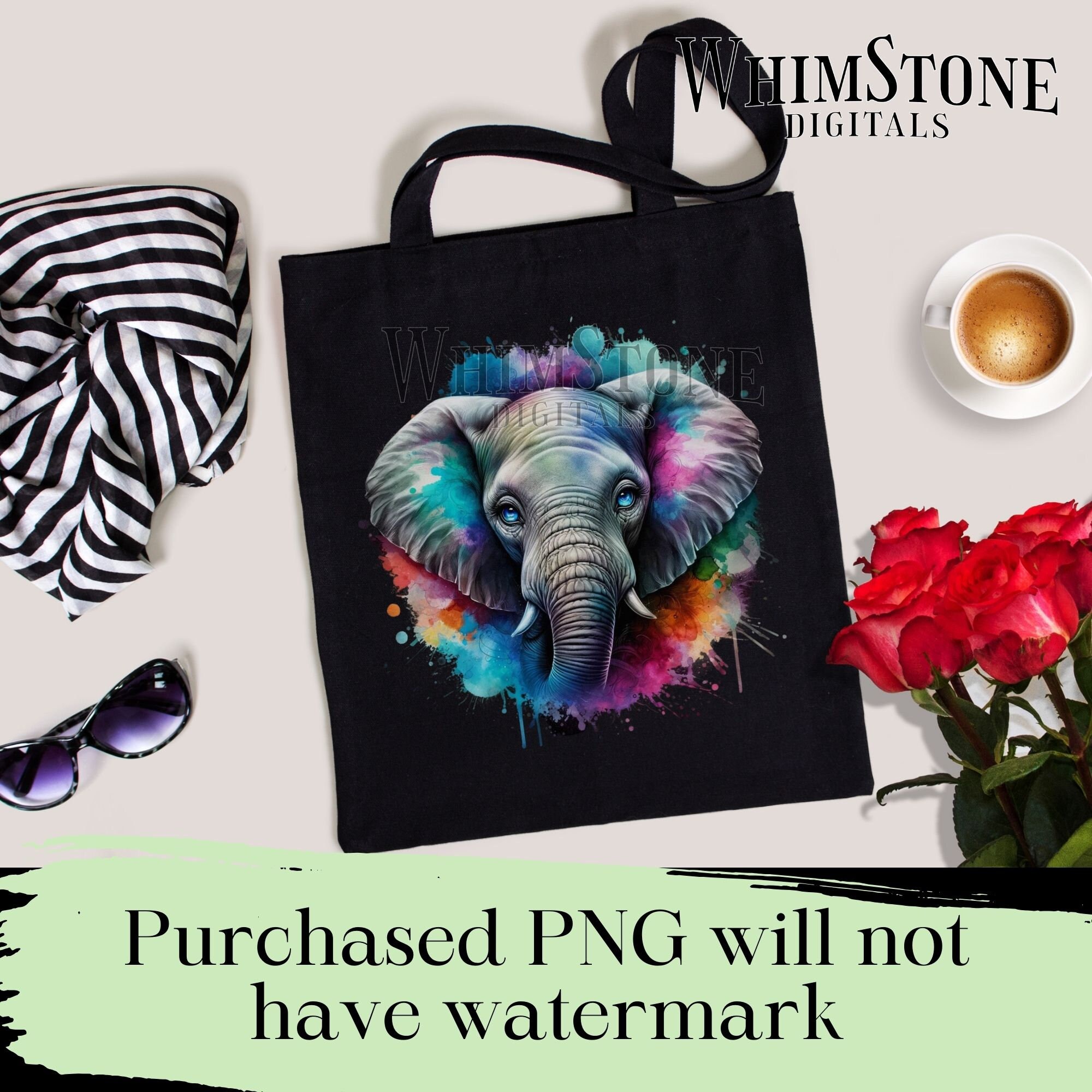 Watercolor Elephant PNG DTF Design Artistic Watercolor Elephant Clipart ...