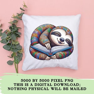 Sloth Reading PNG Sleepy Sloth Dtf Design Mosaic Sloth Sublimation ...