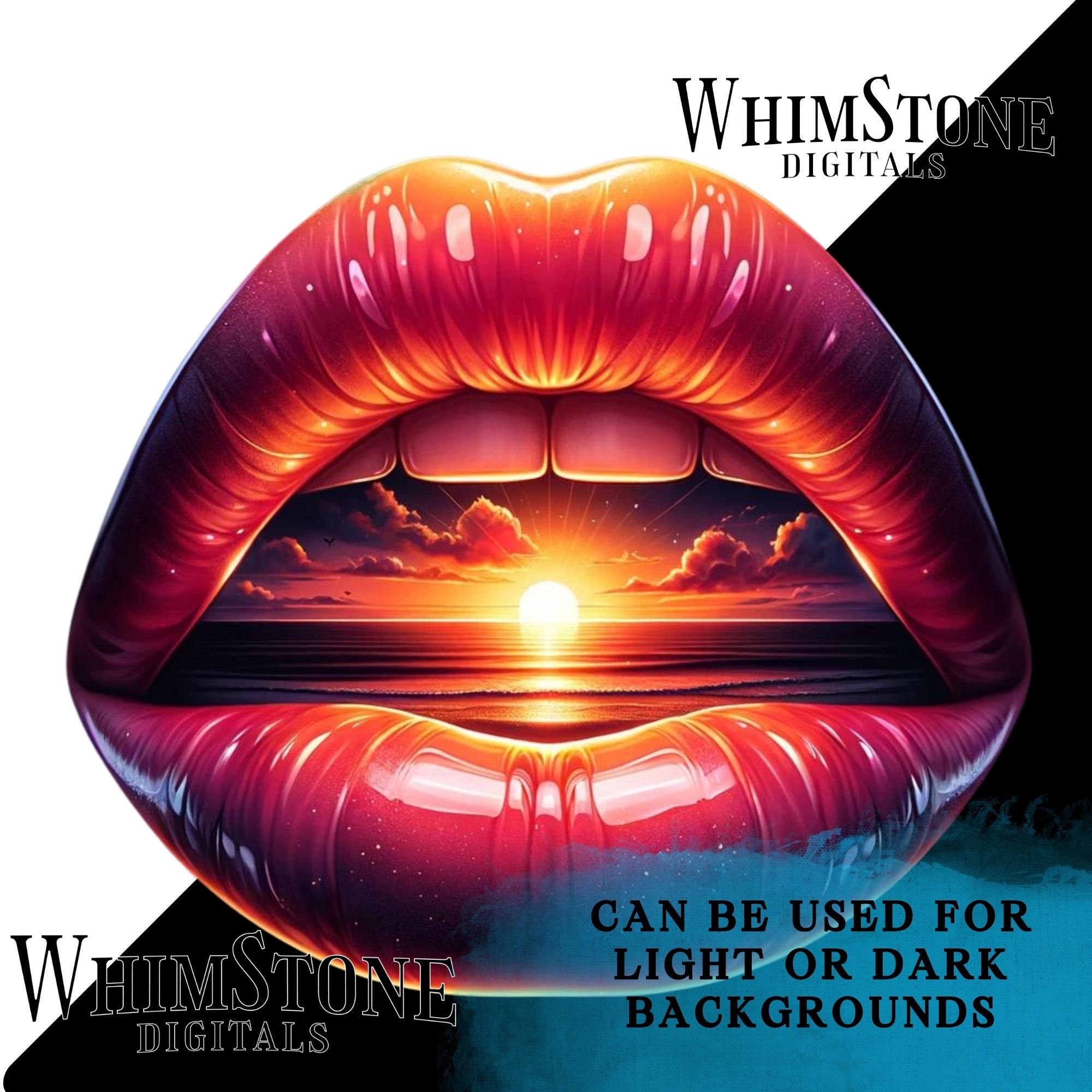 Sunset Lips PNG, Kiss Lips Dtf Design, Sunset Clipart, Horizon Scenery ...