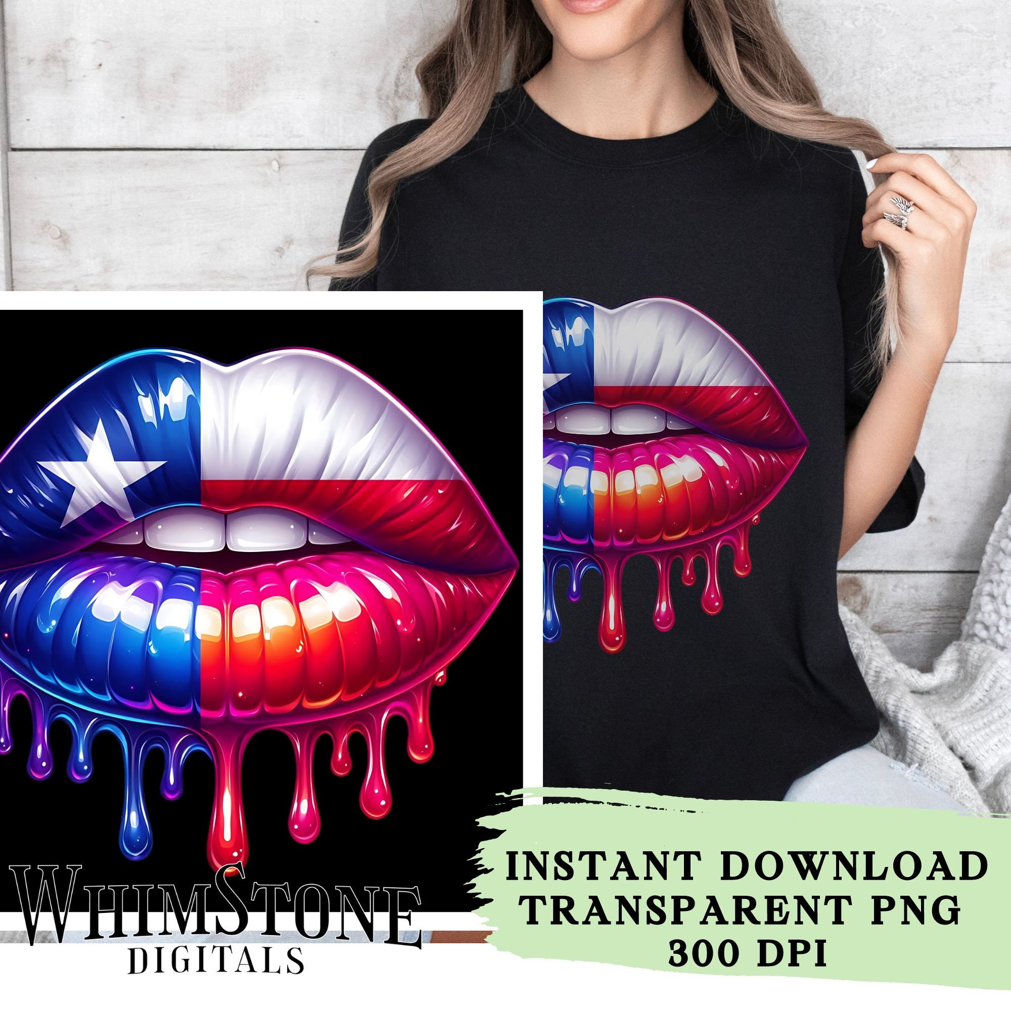 Texas Flag Lips PNG, Kiss Lips Dtf Design, Dripping Lip Clipart, Texas ...