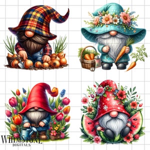 Gardening Gnomes Clipart Bundle, Spring Gnome PNG Bundle, Veggie and ...