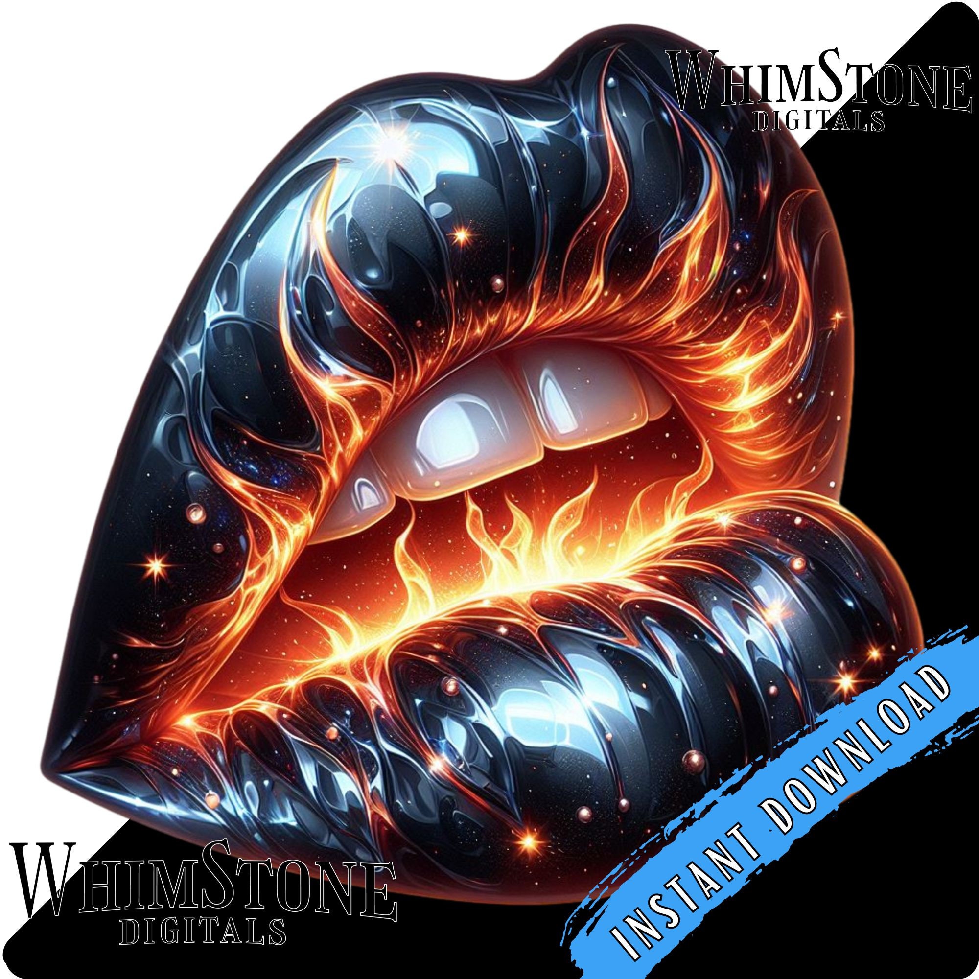 Fiery Lips PNG, Lips Dtf Design, Artistic Lips Clipart, Kiss Lips ...