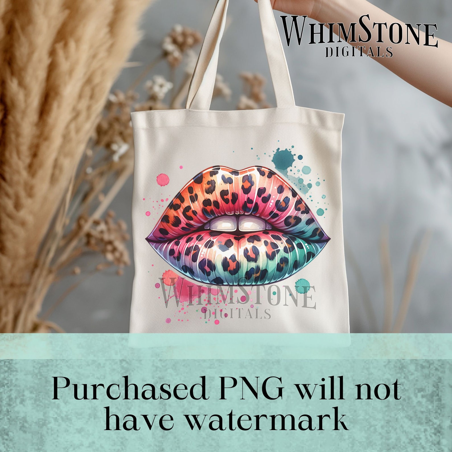 Watercolor Leopard Print Lips PNG, Artistic Lips Dtf, Watercolor ...