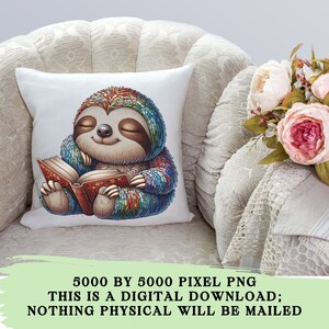 Sloth Reading PNG Sleepy Sloth Dtf Design Mosaic Sloth Sublimation ...