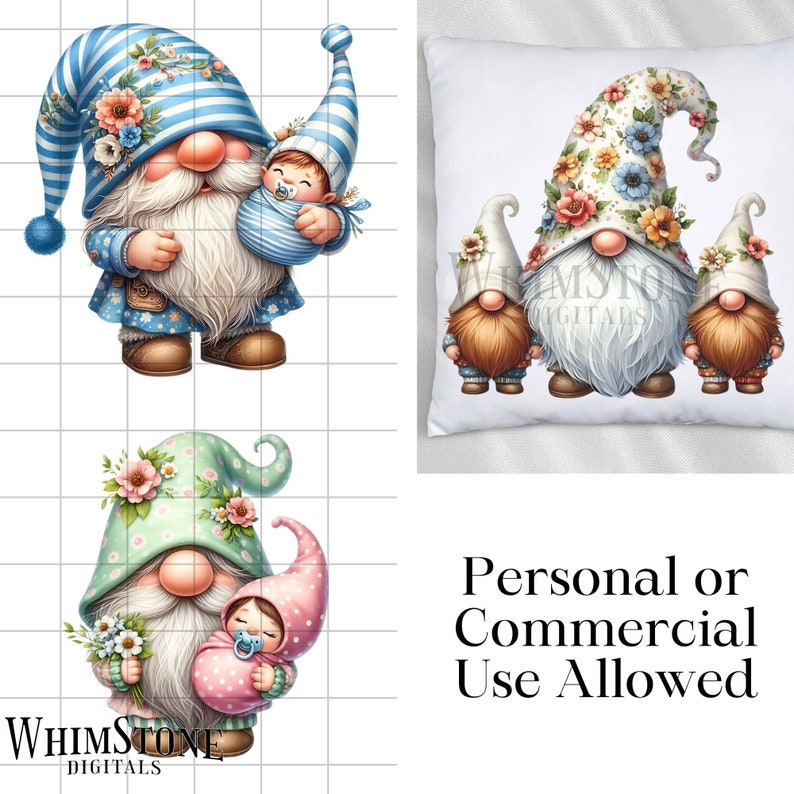 Daddy Gnomes Clipart Bundle, Father Gnomes With Kids PNG Bundle, Father ...