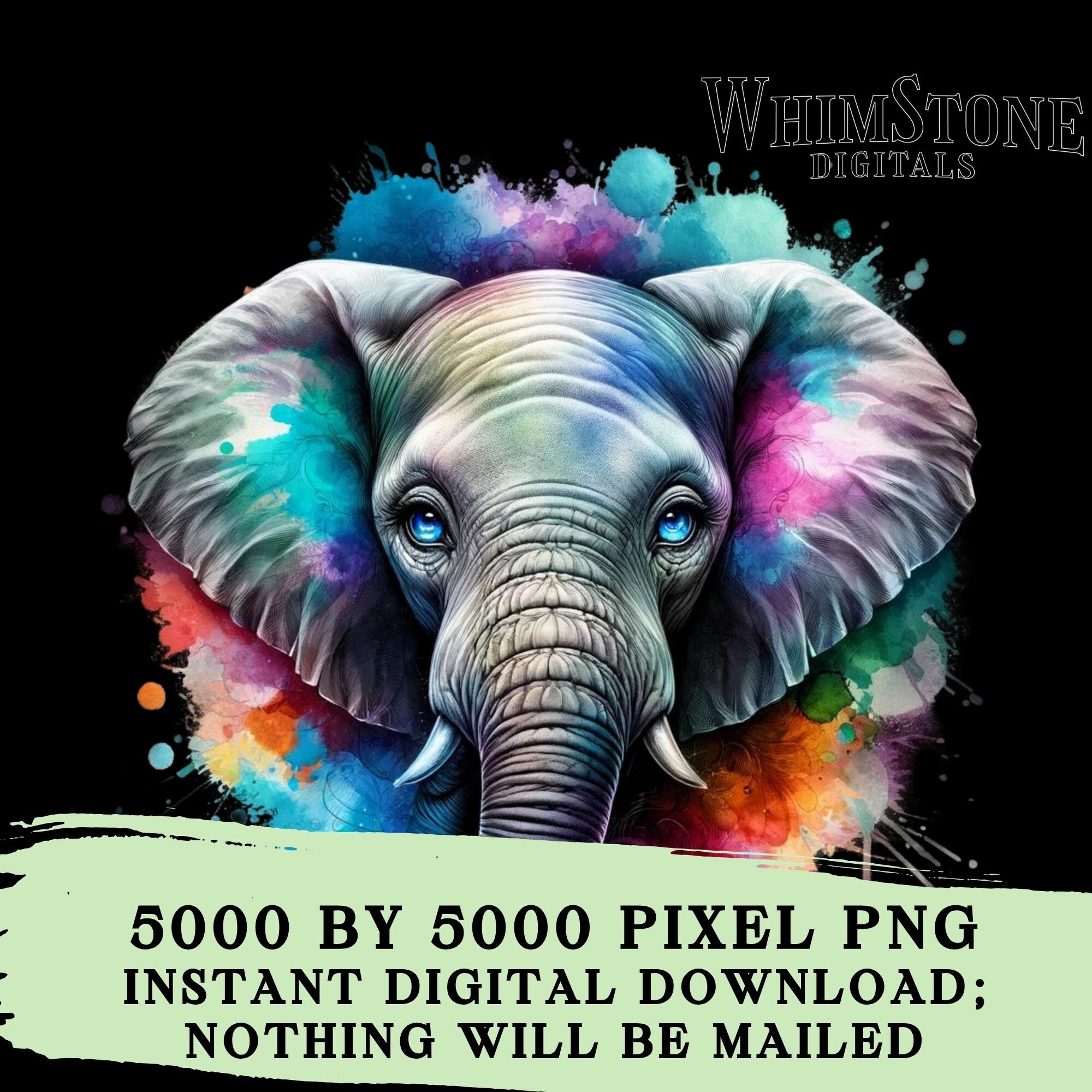 Watercolor Elephant PNG DTF Design Artistic Watercolor Elephant Clipart ...