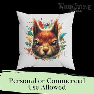 Watercolor Grumpy Squirrel PNG DTF Artistic Squirrel Clipart T-shirt ...