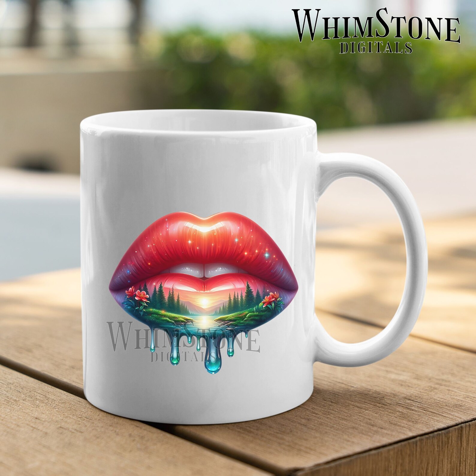 Scenic River Lips PNG, Kiss Lips Dtf Design, Dripping Lip Clipart, Red ...