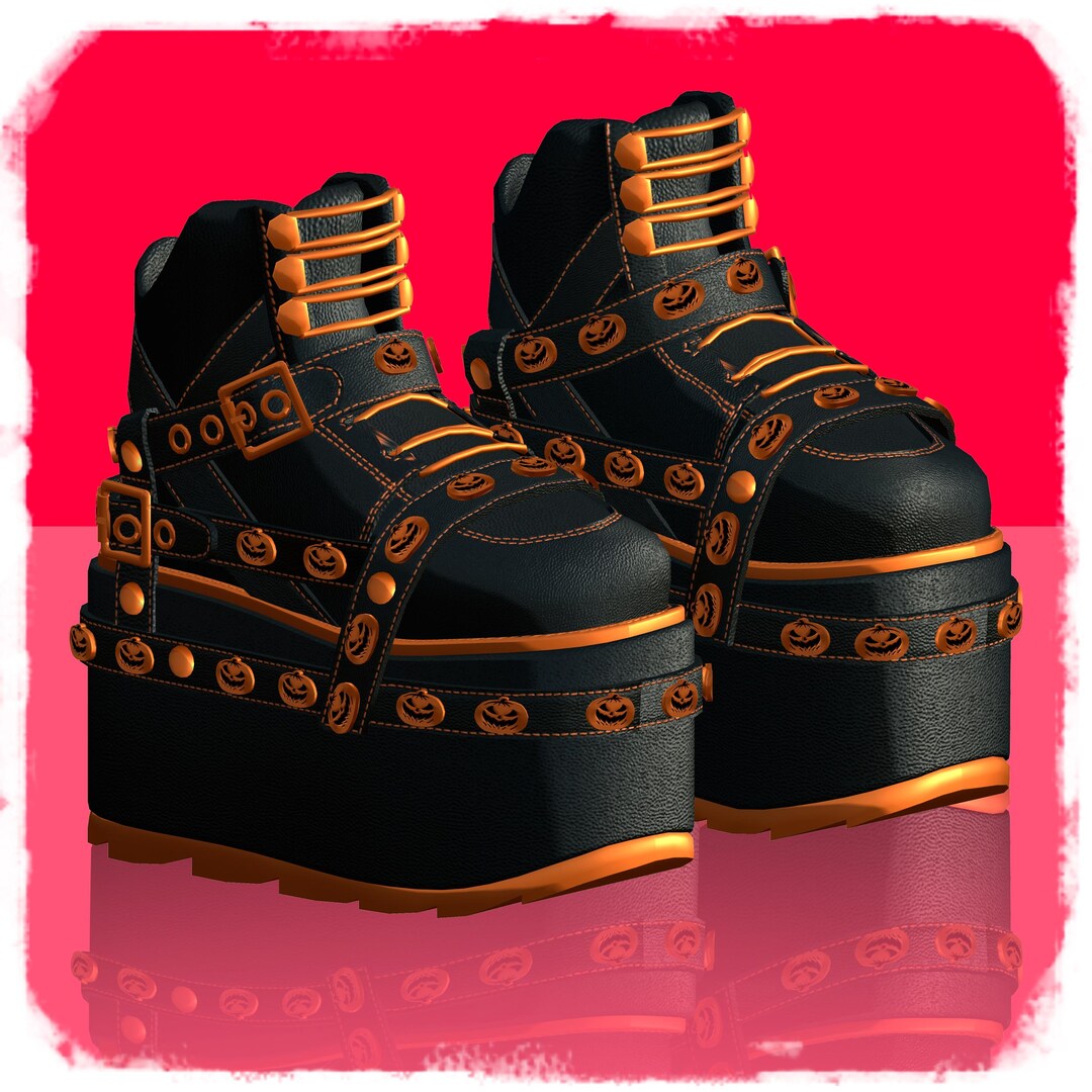 Halloween Pumpkin Boots for Vtubers | Asset VRM Vrchat MMD & Etc | 3D ...
