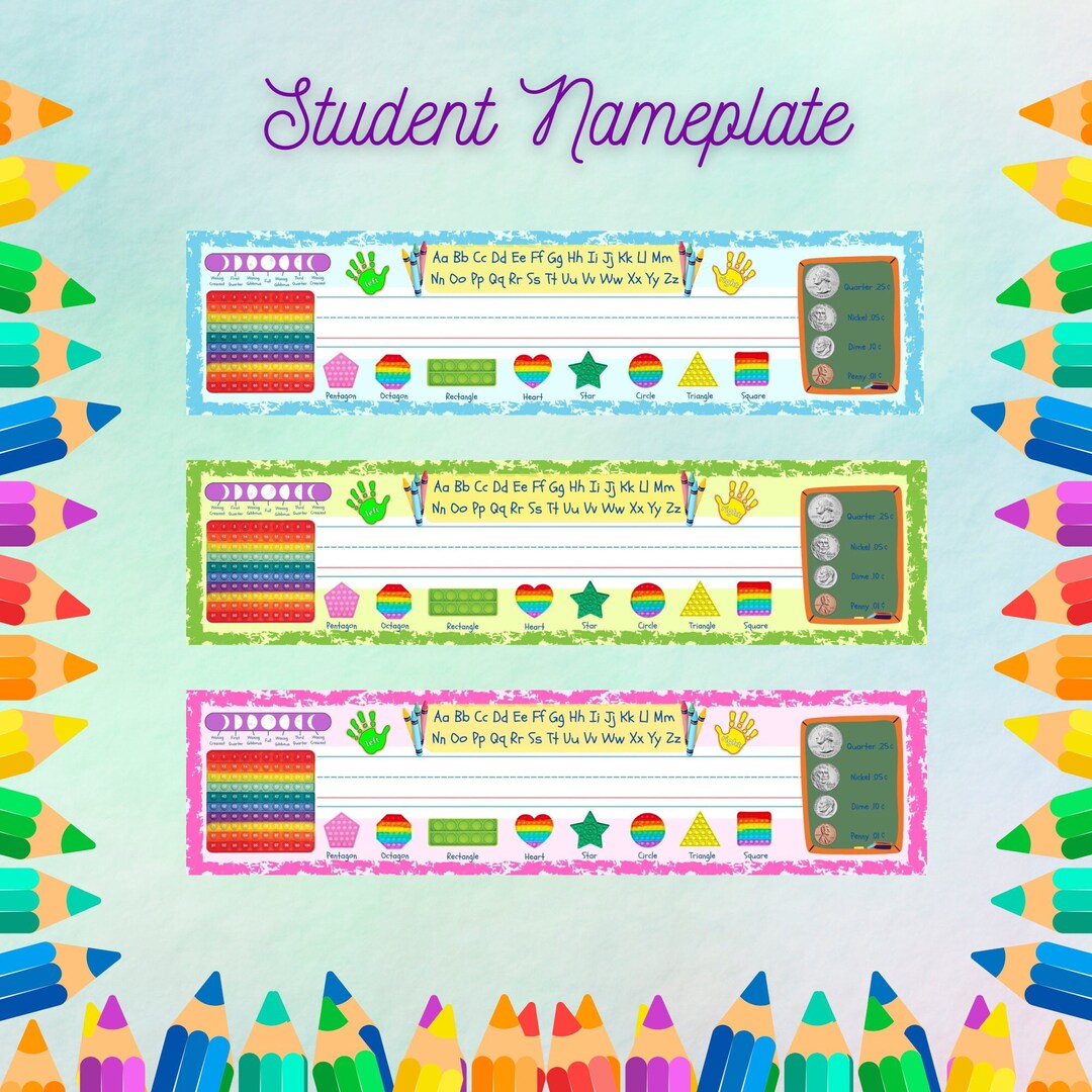 Editable Student Nameplate - Etsy