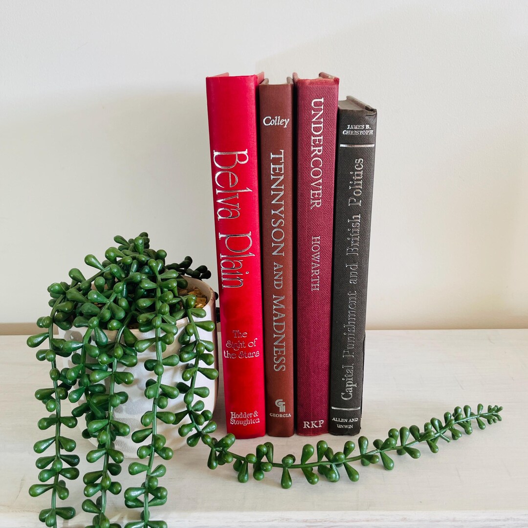 Crimson & Charcoal Book Set | Dark Academia Shelf Decor, Moody Vintage ...