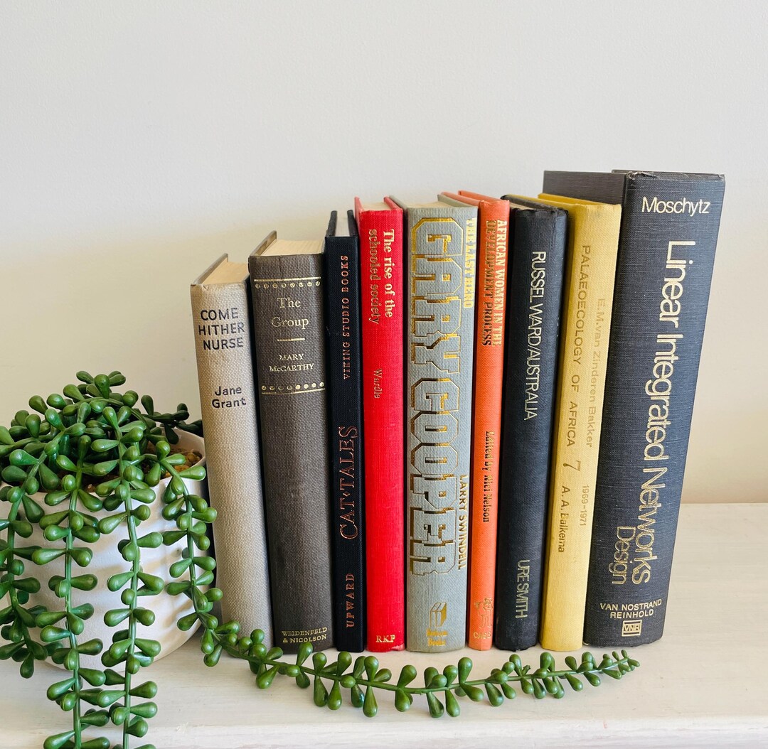 Vintage Book Stack: Eclectic Red, Black & Gold Academic Decor - Etsy