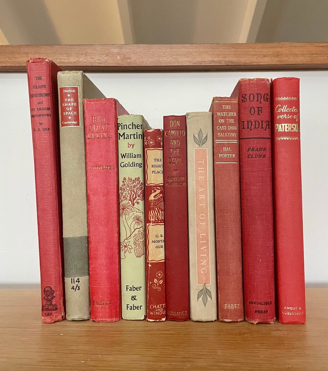 Decorative Display Book Stack Warming Red & Sage Green Tones Home Decor ...