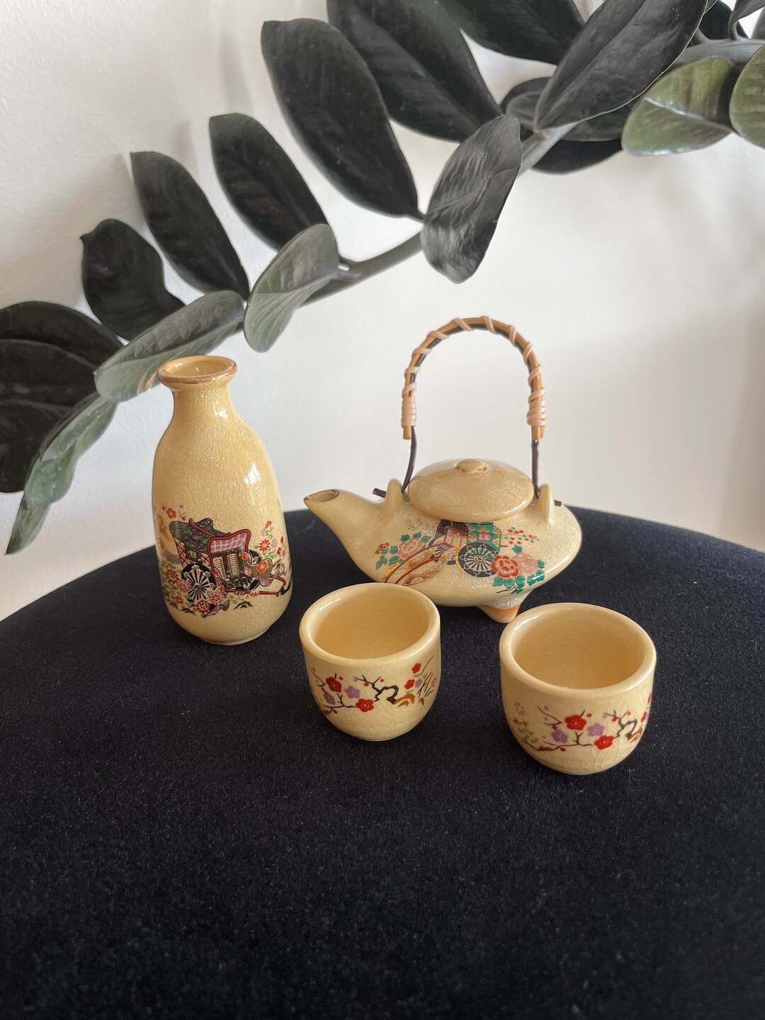 Vintage Miniature Japanese Sake Set Satsuma Ware Pottery Ceramic Teapot ...