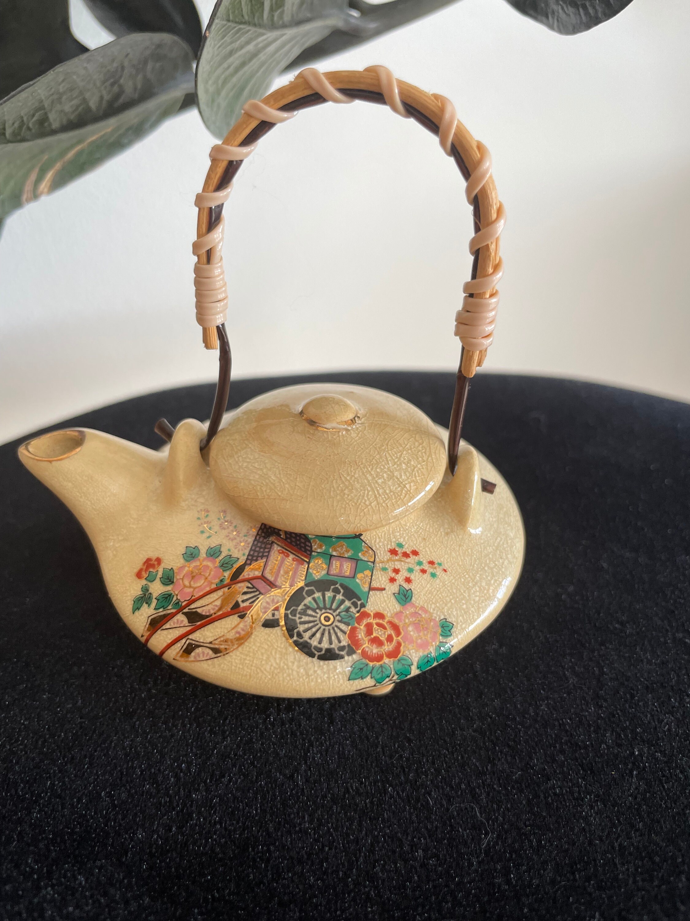 Vintage Miniature Japanese Sake Set Satsuma Ware Pottery Ceramic Teapot ...