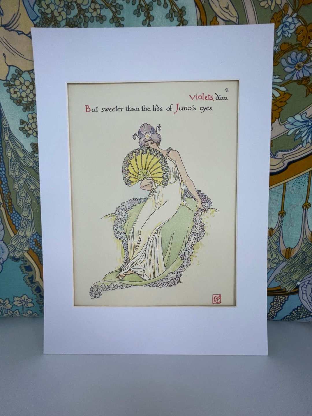 Art Nouveau Woman Portrait: Violets & Daffodils Botanical Print - Etsy