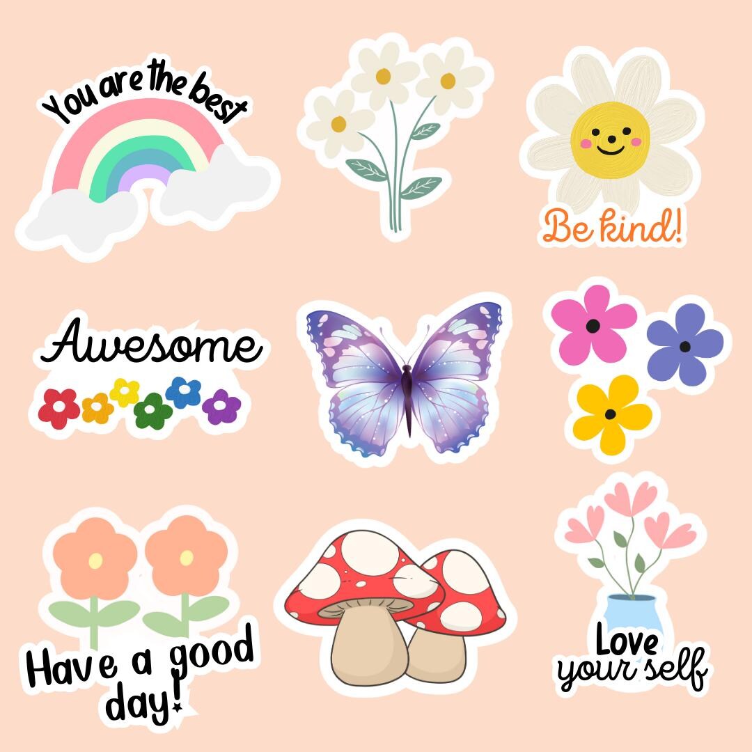 Sticker for Print and Cut, Cute Printable Stickers Png, Sticker Design ...