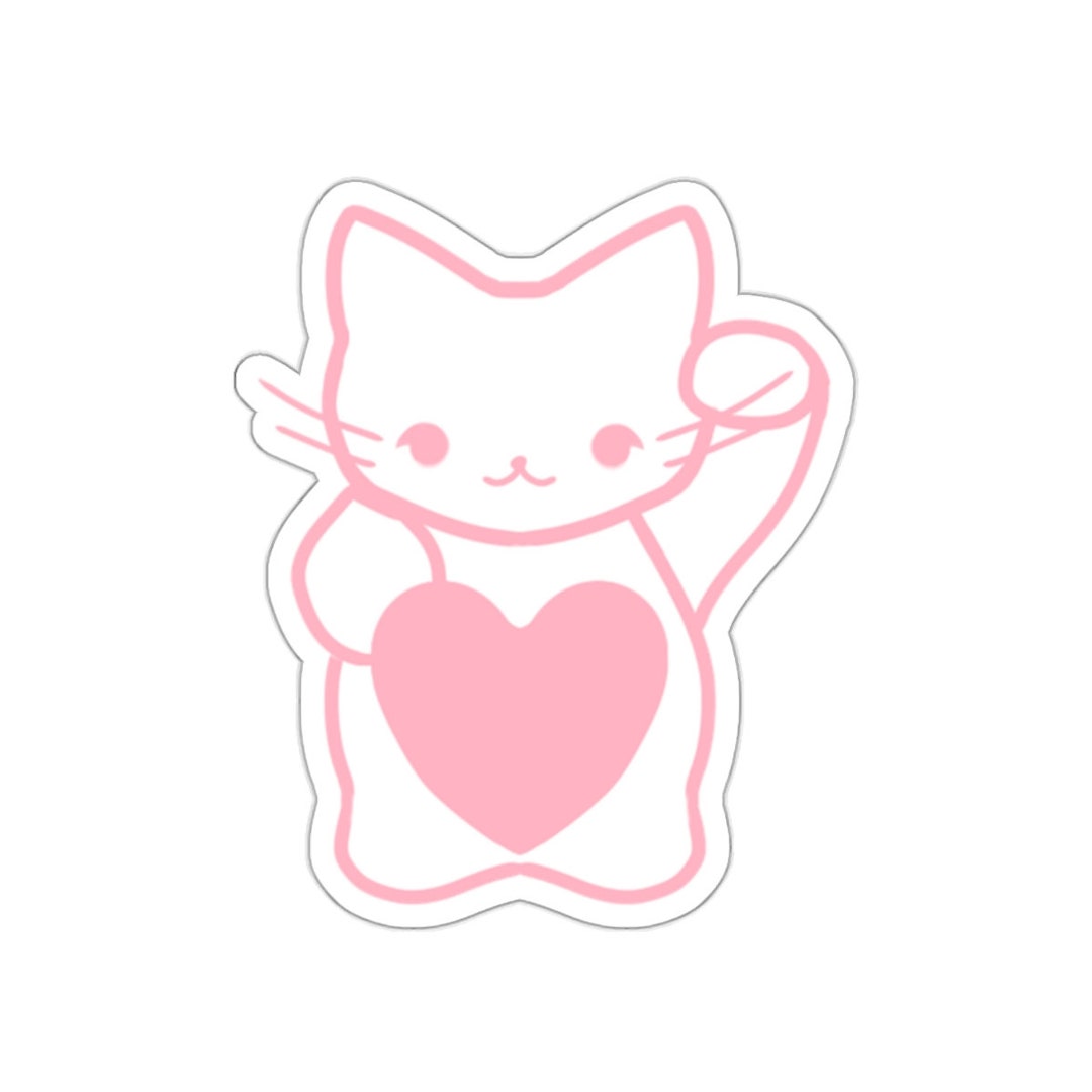 Pink Kitty Kiss-cut Stickers Cat Sticker Heart Sticker Couples Sticker ...