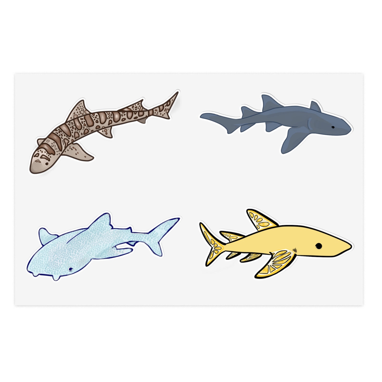 Shark Sticker Sheets Whale Shark Sticker Sheet Leopard Shark Sticker ...