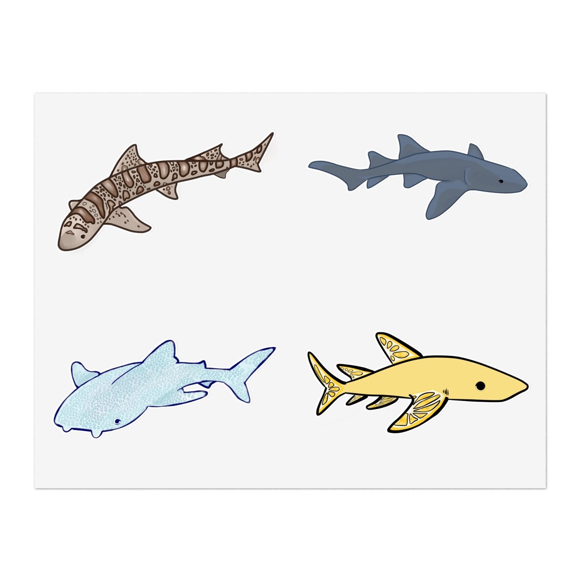 Shark Sticker Sheets Whale Shark Sticker Sheet Leopard Shark Sticker ...