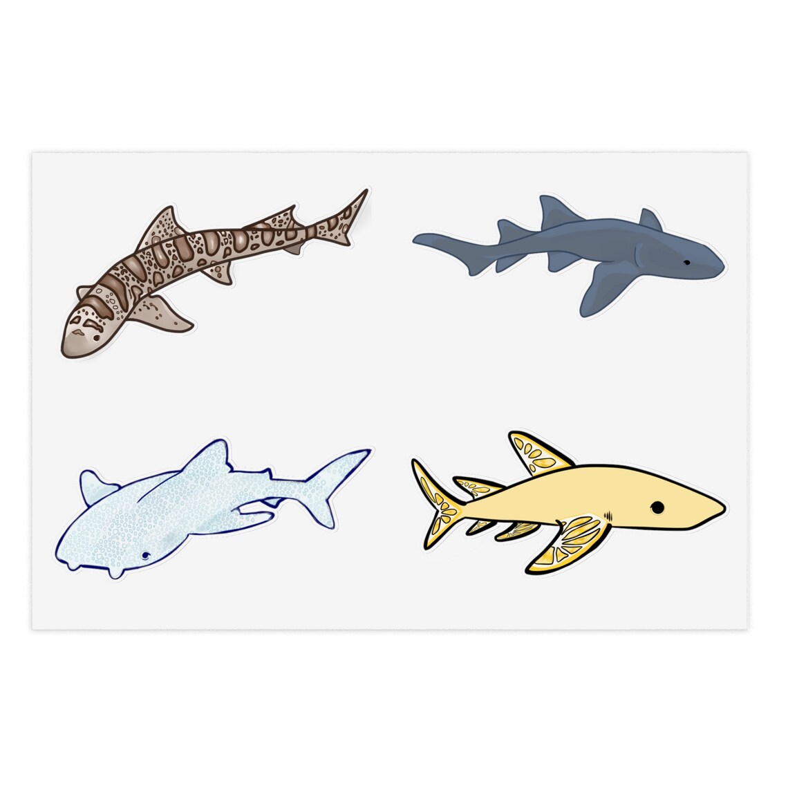 Shark Sticker Sheets Whale Shark Sticker Sheet Leopard Shark Sticker ...