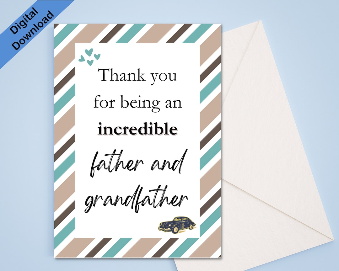 Printable Father's Day Card, Grandfather Father's Day, Greeting Card ...