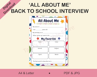 All About Me Printable Flip Book Template Poster First Day of School ...