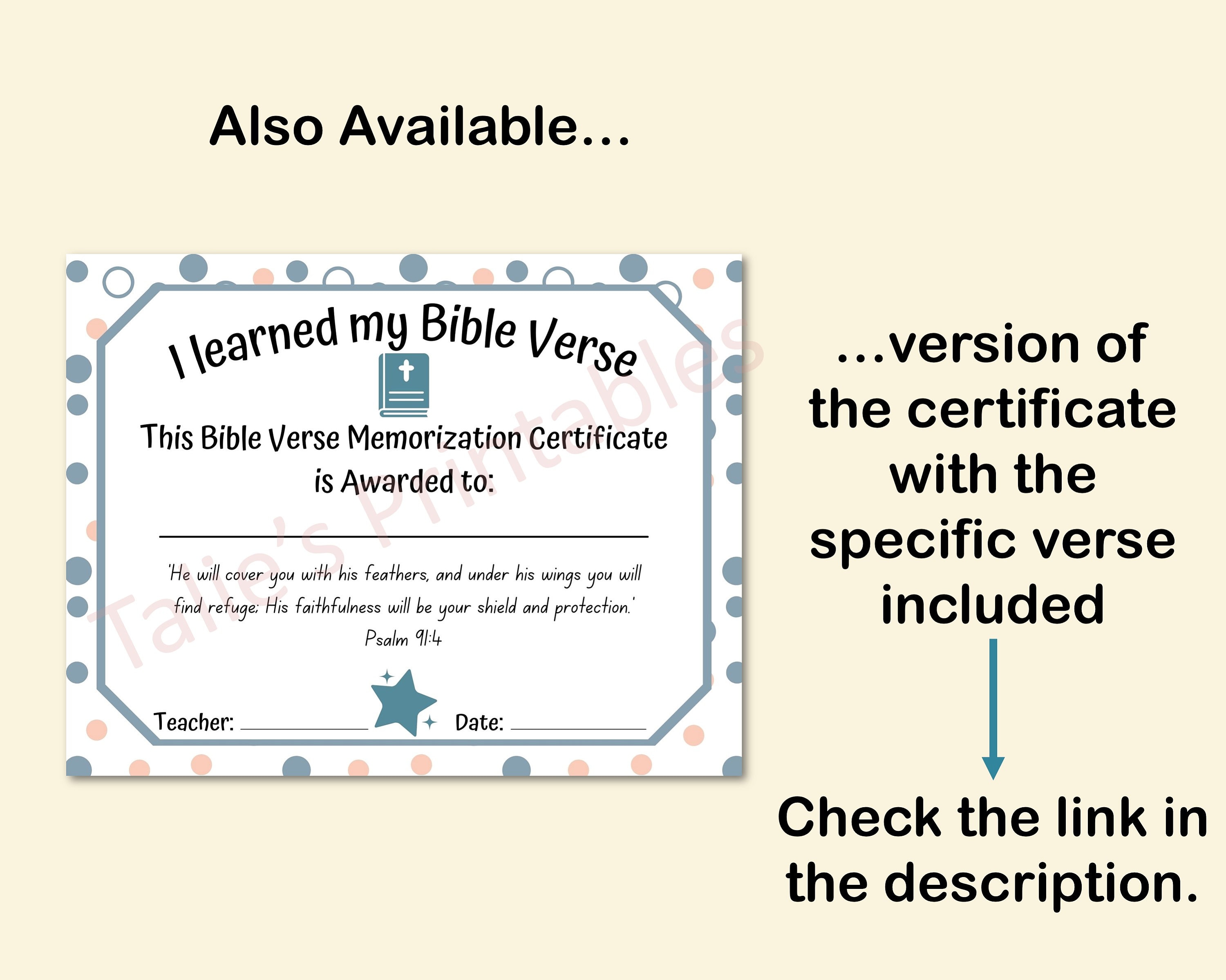 Bible Verse Memorization Certificate, Memorization Award for Bible ...