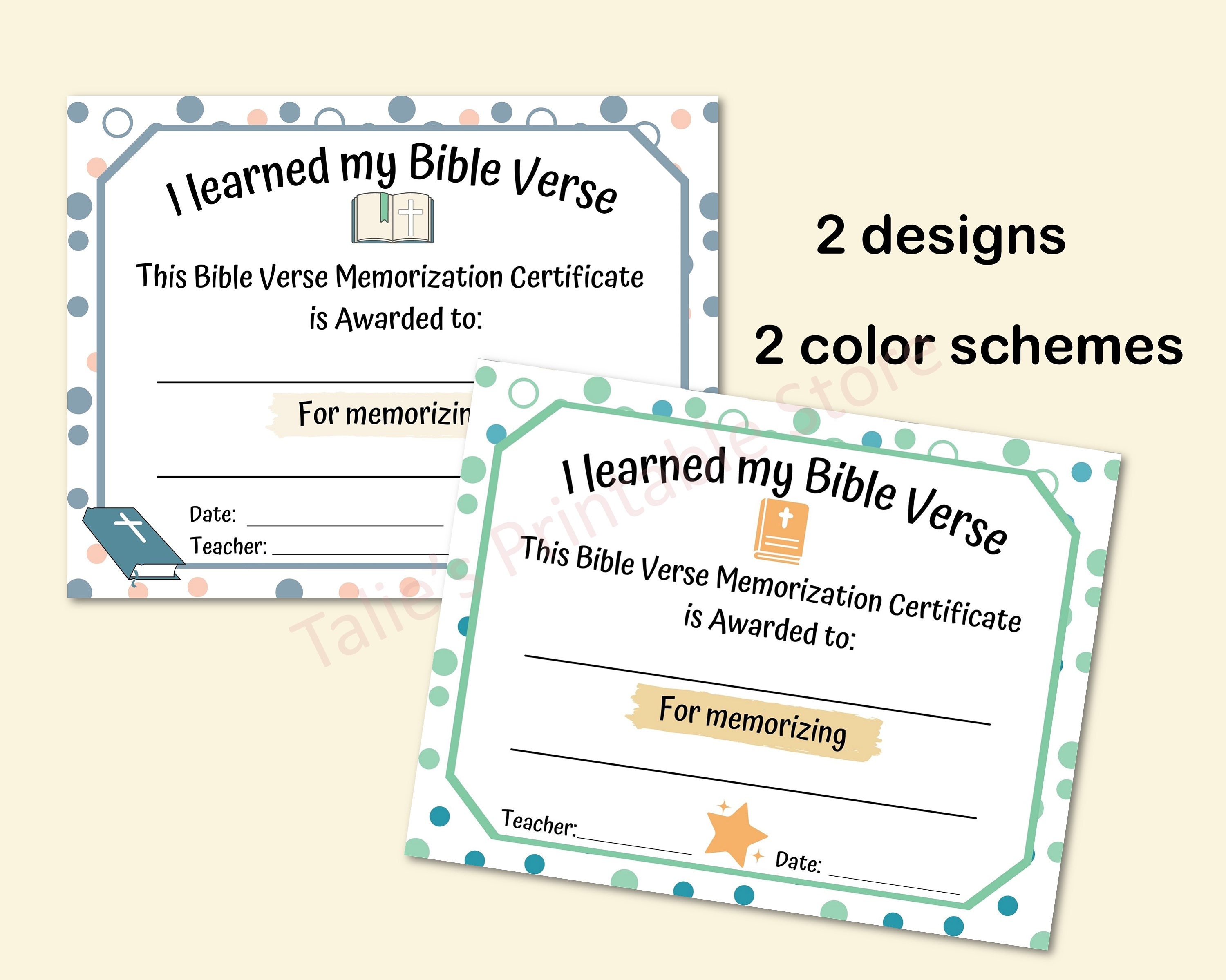 Bible Verse Memorization Certificate, Memorization Award for Bible ...