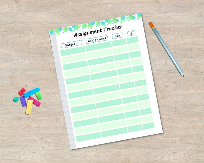 Printable Assignment Tracker, Student Planner, Homework Log, Printable ...