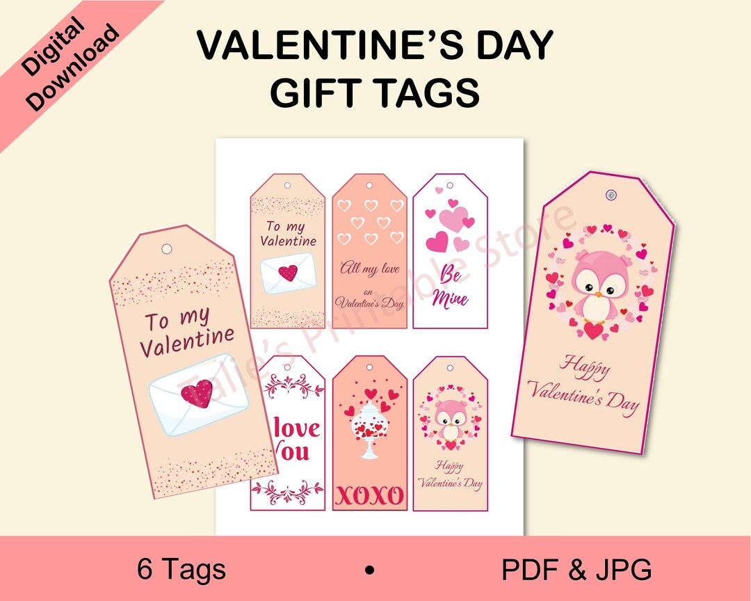 Valentine Gift Tags, Gift Tags for Kids, Teacher Valentines Gift Tags ...