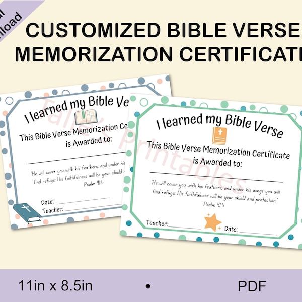 Vacation Bible School Certificate - Etsy