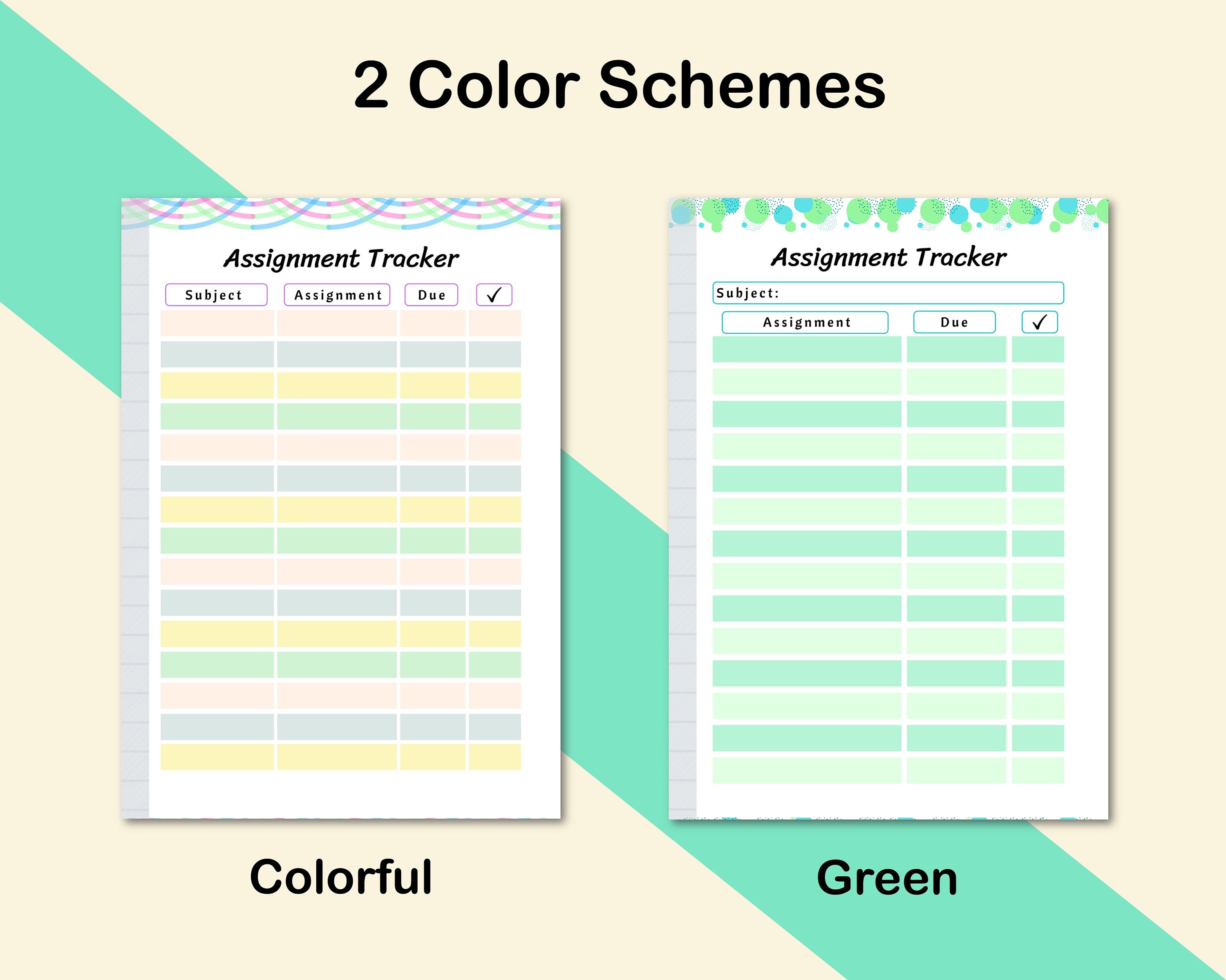 Printable Student Assignment Tracker, Homework Log (digital Download ...