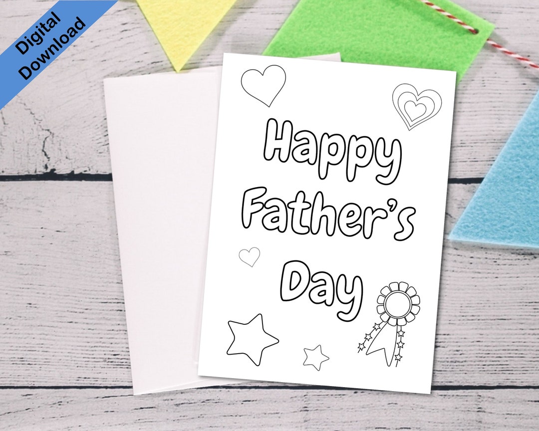 Printable DIY Coloring Father's Day Card, Father's Day Card From Kids ...