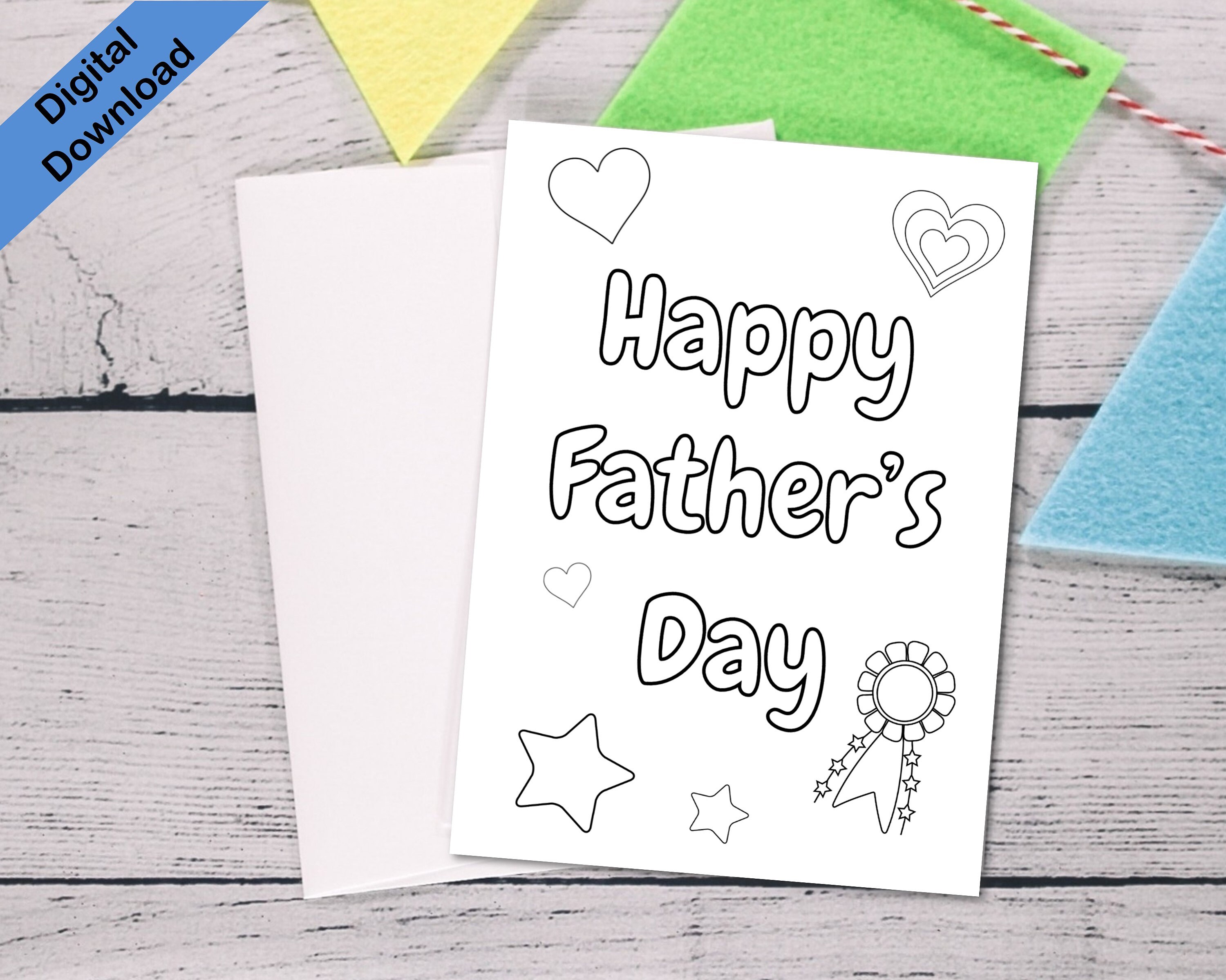 Printable DIY Coloring Father's Day Card, Father's Day Card From Kids ...