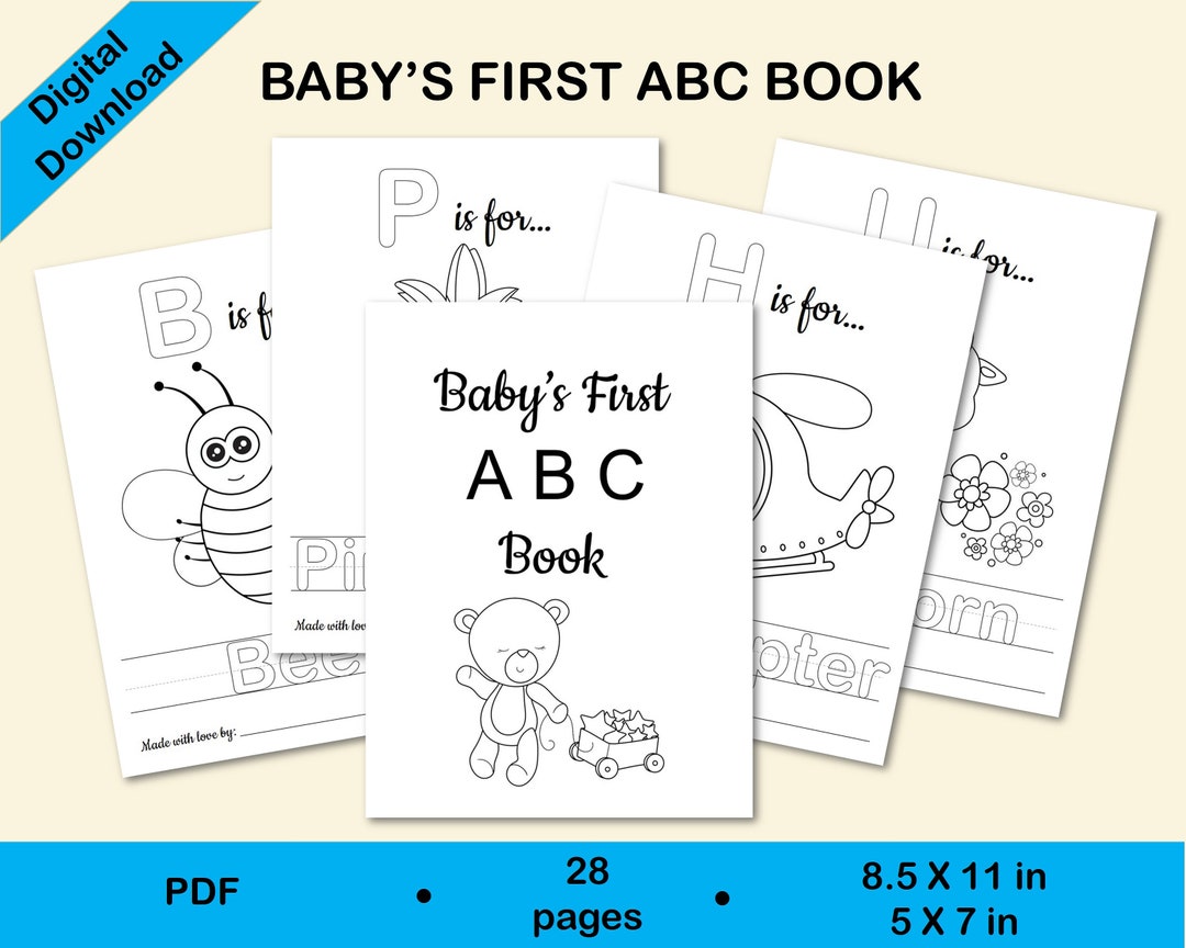 DIY Baby Shower Book, Printable Baby Shower Games, Coloring Activity ...
