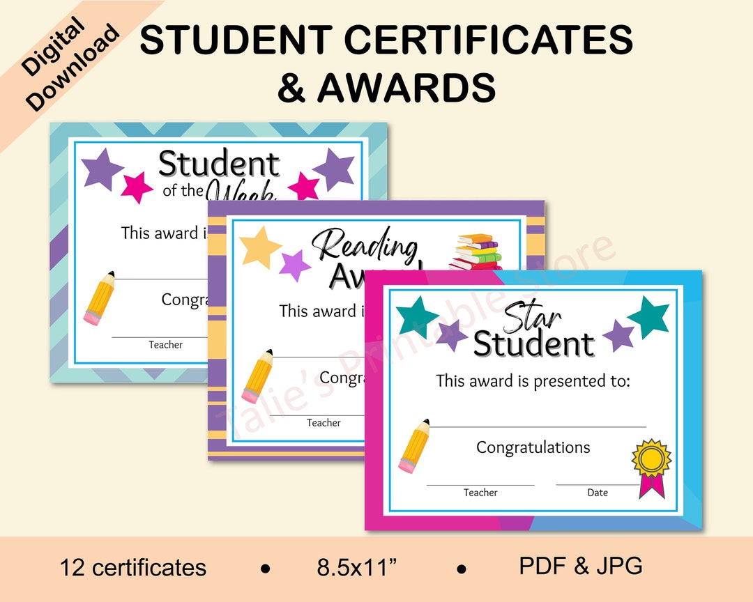 School Classroom Certificates, Certificate Set, Printable School Award ...