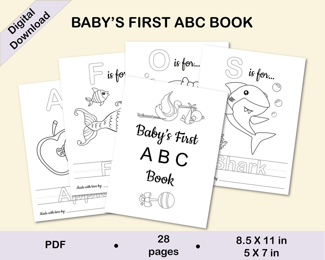Printable DIY Baby Shower Book, Baby Shower Games, Coloring Activity ...