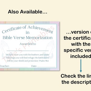 Bible Verse Memorization Certificate, Memorization Award for Bible ...