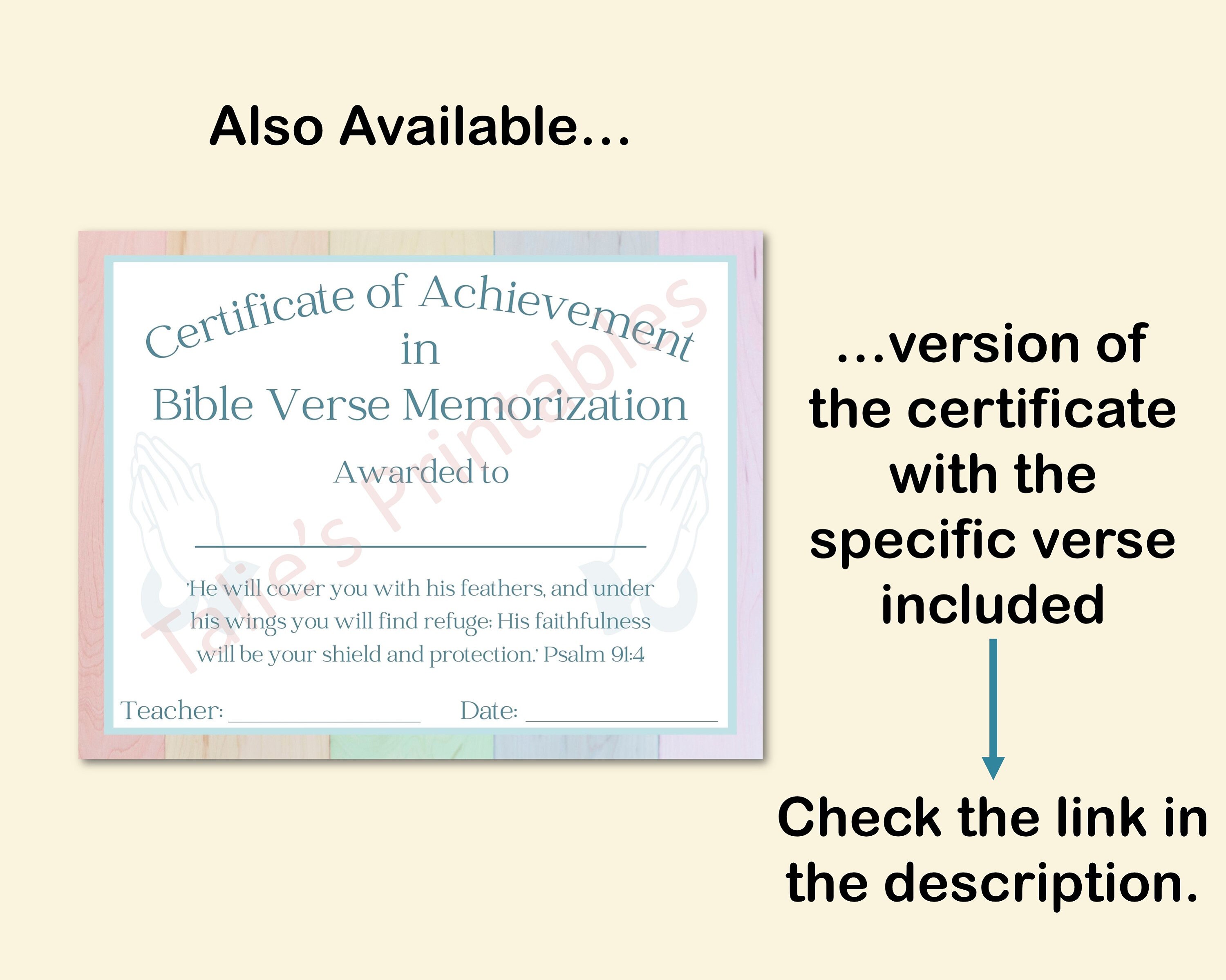 Bible Verse Memorization Certificate, Memorization Award for Bible ...