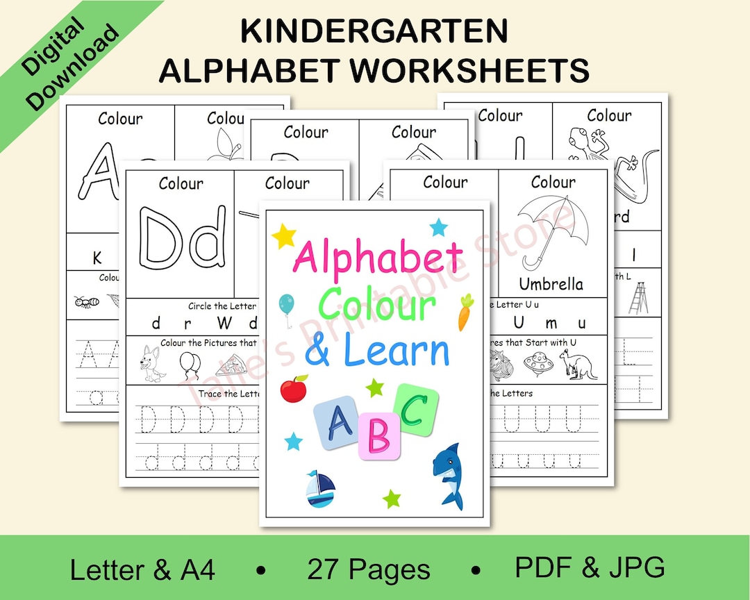 Kindergarten Alphabet Worksheets, Printable Alphabet Learning ...